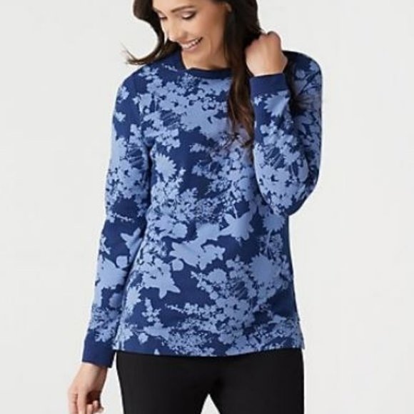 Denim&Co | Tops | Denim Co Printed Longsleeve Top With Rib Trim | Poshmark